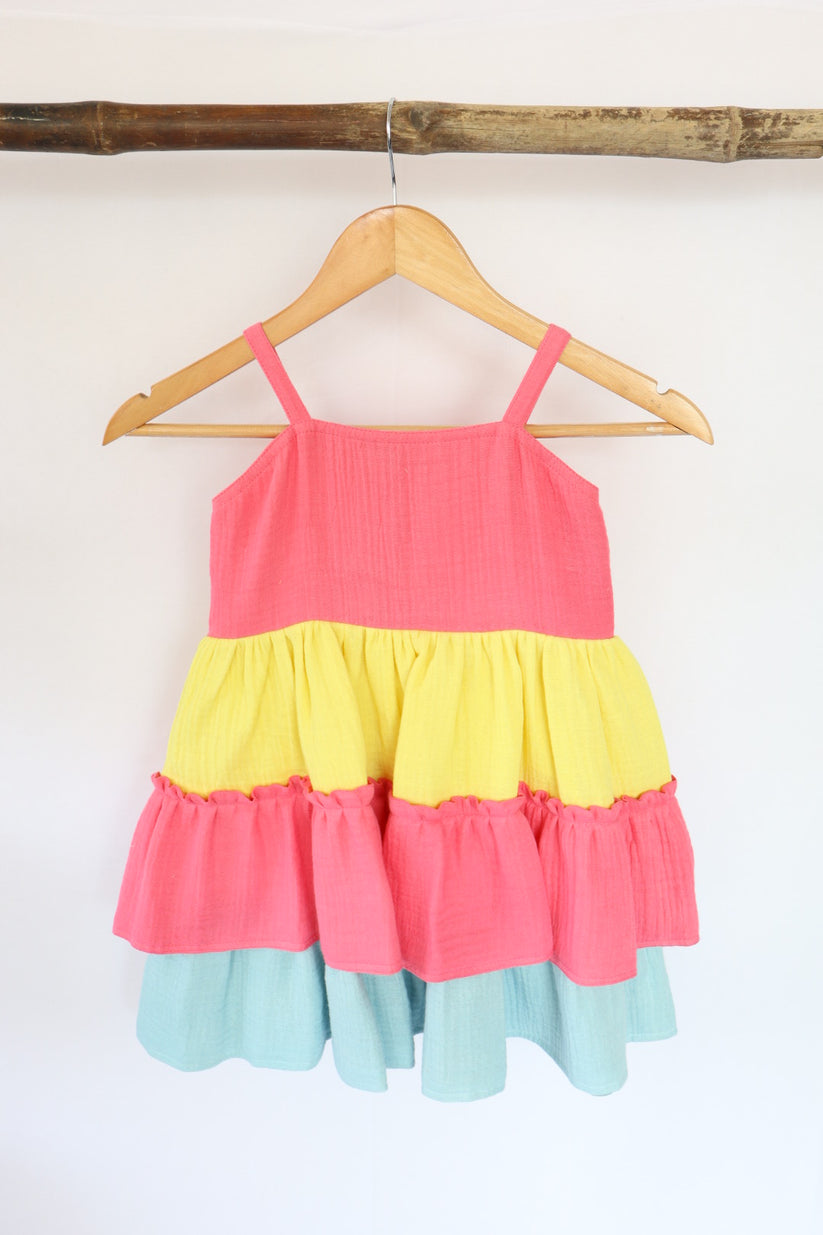 Ameyru Multicolour Muslin Frock – Baby Kids Cloths